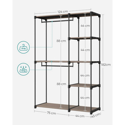 Open Style Freestanding Wardrobe with Hanging Rail and Shelves, Clothes ...