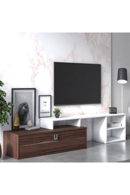 Optimo TV Stand with 4 Shelves and 1 Cabinet, 210 x 40 x 38 cm TV Unit ...