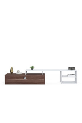 Optimo TV Stand with 4 Shelves and 1 Cabinet, 210 x 40 x 38 cm TV Unit ...