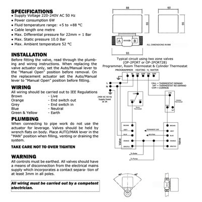 Optimum 22mm Zone Valve 2 Port Motorised 5 Wire Central Heating ...