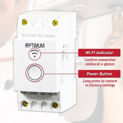 Optimum Wi-Fi DIN Rail Time Switch 230V 50Hz 16(4)A Programmable Timer ...