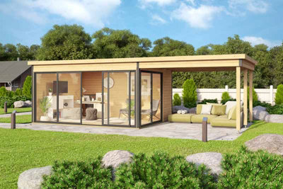 Optional Extra - Domeo 3/4 extension for Log Cabin, Wooden Garden Room ...