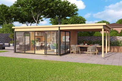 Optional Extra - Domeo 5 extension for Log Cabin, Wooden Garden Room ...