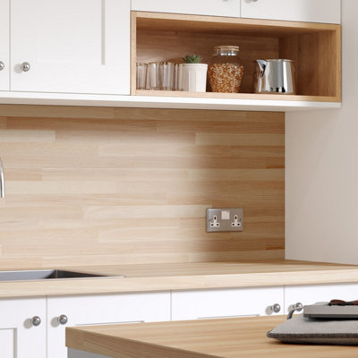 Options Clear Beech Block Splashback - 3000mm x 600mm x 9mm