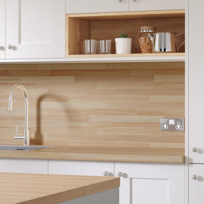 Options Clear Beech Block Splashback - 3000mm x 600mm x 9mm