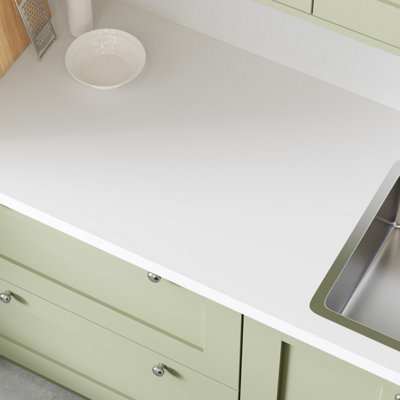 Options Plus Pure White Postformed Laminate Kitchen Worktop - 4100mm x ...
