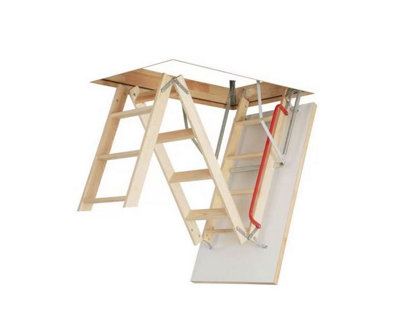 Optistep Wooden 3 Section Timber Folding Loft Ladder Attic Stairs ...