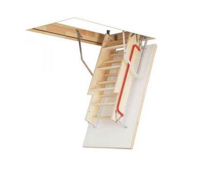Optistep Wooden 3 Section Timber Folding Loft Ladder Attic Stairs ...