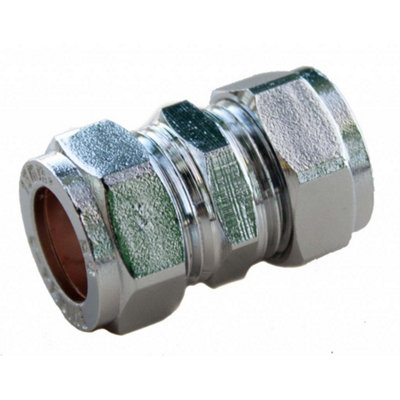 Oracstar Compression 15mm Straight Connector Chrome (One Size) | DIY at B&Q