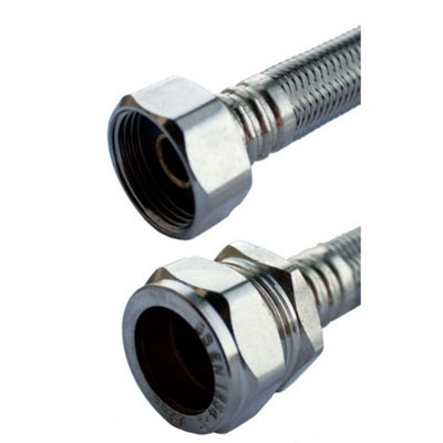 Oracstar Flexi Tap Connector Chrome/Grey (15mm x 19mm x 300mm)