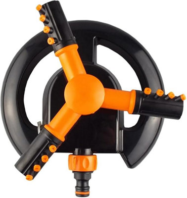 Orange 3-Arm Rotating Lawn Sprinkler - Quick Click Connection ...