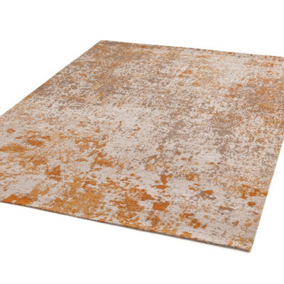 Orange Abstract Outdoor Rug, Abstract Stain-Resistant Rug For Decks ...