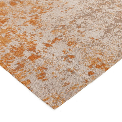 Orange Abstract Outdoor Rug, Abstract Stain-Resistant Rug For Decks ...