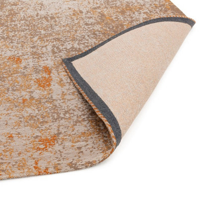 Orange Abstract Outdoor Rug, Abstract Stain-Resistant Rug For Decks ...