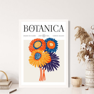 Orange and Blue Gerbera Daisies Flower Market Exhibition Art Print with ...