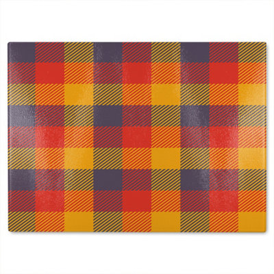 Orange Check Pattern Glass Chopping BoardDesigner style