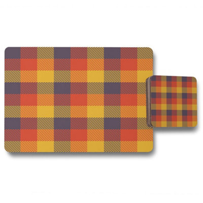 Orange Check Pattern (Placemat & Coaster Set) / Default Title