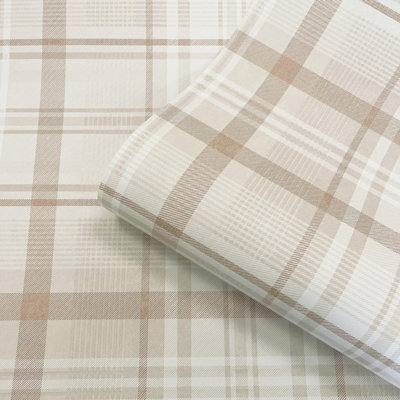 Orange Check Wallpaper Tartan Country Style Feature Wall Lounge Bedroom ...