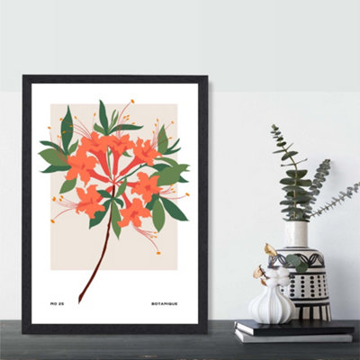 Orange Firecracker Plant Flower Market Simplicity Art Print with Black ...