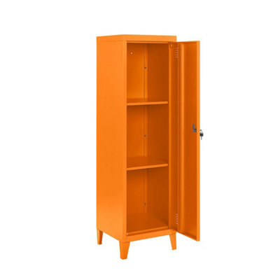 Orange Metal 2 Shelve Locker Cabinet, 1 Door Storage Cupboard for Home ...