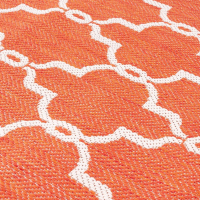 Orange Outdoor Rug, Geometric Stain-Resistant Rug For Patio Decks ...