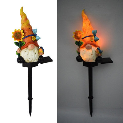 Orange Solar Garden Cartoon Resin Dwarf Genie Lights