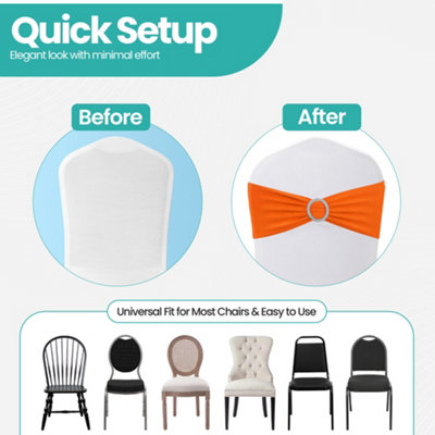 Orange Spandex Chair Band with Slider Buckle Stretchy Chair Band Sash ...