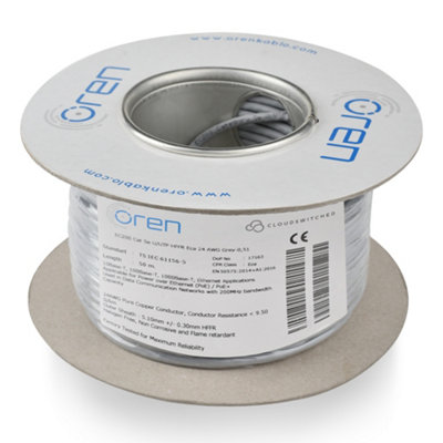 Oren CAT5e 50m Ethernet Cable - 24 AWG Pure Copper Wire - 200 MHz ...