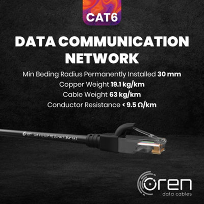 Oren CAT6 20m Outdoor Ethernet Cable LAN - Direct Burial - Patch Cord ...