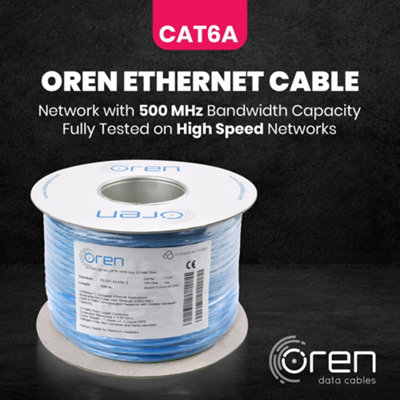 Oren CAT6A 100m Ethernet Cable - 23 AWG Pure Copper Wire - 500 MHz ...