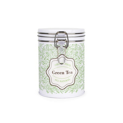Organic Green Leaves Green Tea Storage Canister - Stylish Green Home ...