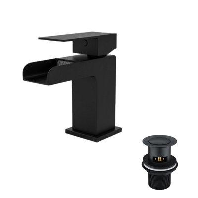 Origin Basin Mono Mixer Tap & Basin Waste Matte Black | DIY at B&Q