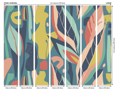 Origin Murals Abstract Leaf Shape Blue Matt Smooth Paste the Wall 350cm ...