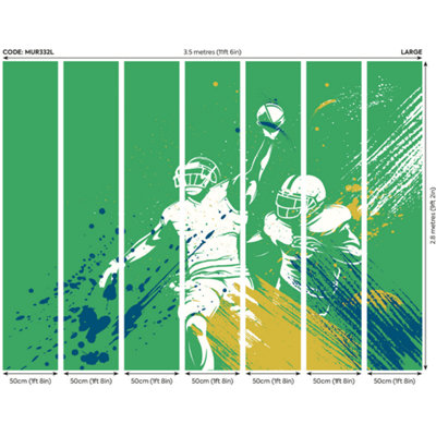 Origin Murals American Footballers Paint Splash Green Paste the Wall ...