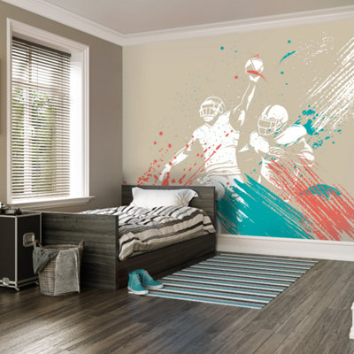 Origin Murals American Footballers Paint Splash Grey Paste the Wall ...