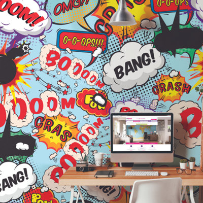 Origin Murals Comic Pop Bang Crash Matt Smooth Paste the Wall Mural ...