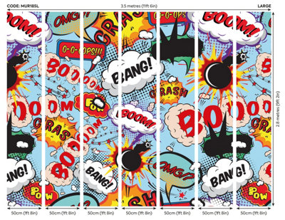 Origin Murals Comic Pop Bang Crash Matt Smooth Paste the Wall Mural ...