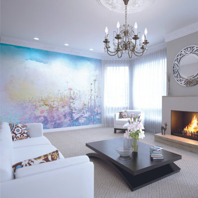 Origin Murals Daisy Meadow Purple Matt Smooth Paste the Wall Mural ...