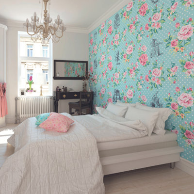 Origin Murals English Rose Print Matt Smooth Paste the Wall Mural 300cm ...