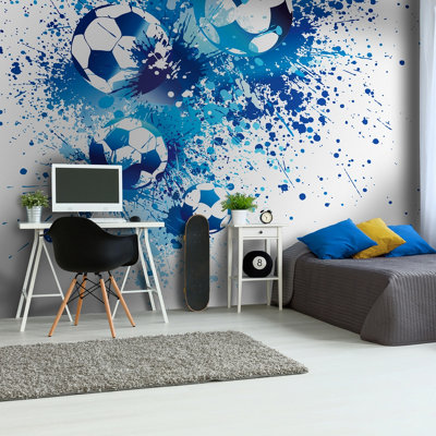Origin Murals Football Splash Blue Matt Smooth Paste the Wall Mural ...