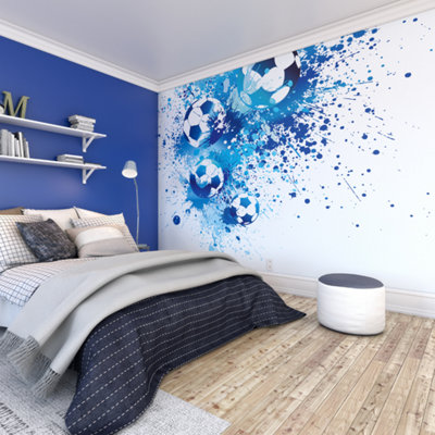 Origin Murals Football Splash Blue Matt Smooth Paste the Wall Mural ...