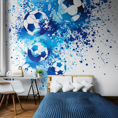 Origin Murals Football Splash Blue Matt Smooth Paste the Wall Mural ...