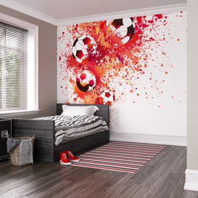 Buy Origin Murals Football Splash Red Matt Smooth Paste the Wall Mural ...