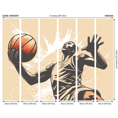 Origin Murals Graphic Basketball Player Orange Paste the Wall Mural ...