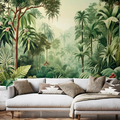 Origin Murals Jungle Trees - Forest Green Matt Smooth Paste the Wall ...