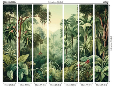 Origin Murals Jungle Trees - Forest Green Matt Smooth Paste the Wall ...