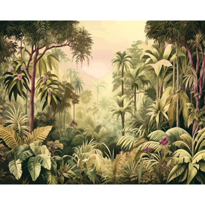Origin Murals Jungle Trees - Olive Green Matt Smooth Paste the Wall ...