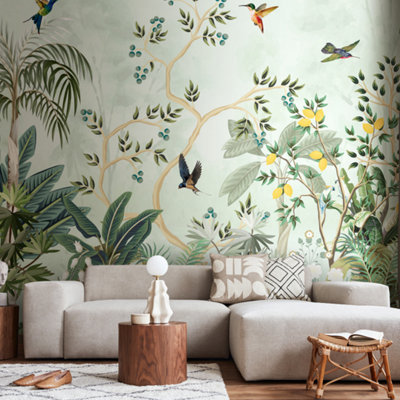 Origin Murals Lemon Tree Forest - Forest Green Matt Smooth Paste the ...