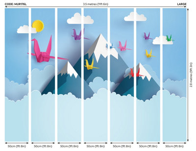 Origin Murals Origami Mountains Matt Smooth Paste the Wall Mural 350cm ...