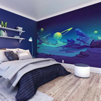 Origin Murals Space Landscape Blue Matt Smooth Paste the Wall Mural ...